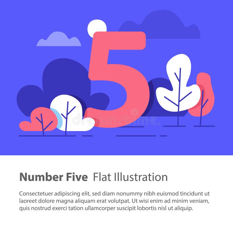 Sequential Number, Number Five, Top Chart Concept, Night Sky, Flat ...
