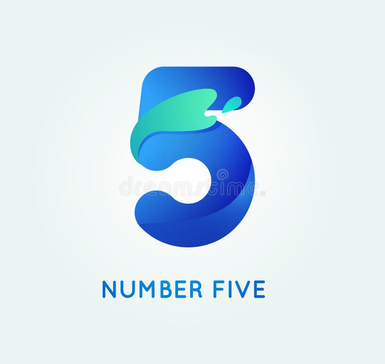 Number Five in Trend Shape Style. Stock Vector - Illustration of blue ...