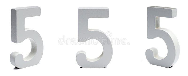 Number Five on a White Background at Different Angles. Stock Photo ...