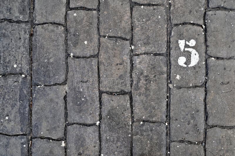 Number Five, 5, White Stencil Number Painted on Gray Background. Stock ...