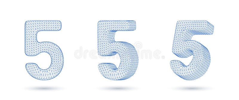 Number Five Wireframe High Polygonal Outline Low Poly Style Vector ...