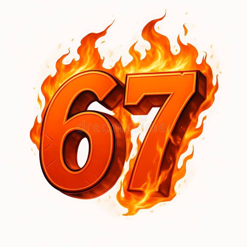 Number 67 with Flames stock illustration. Illustration of yellow ...