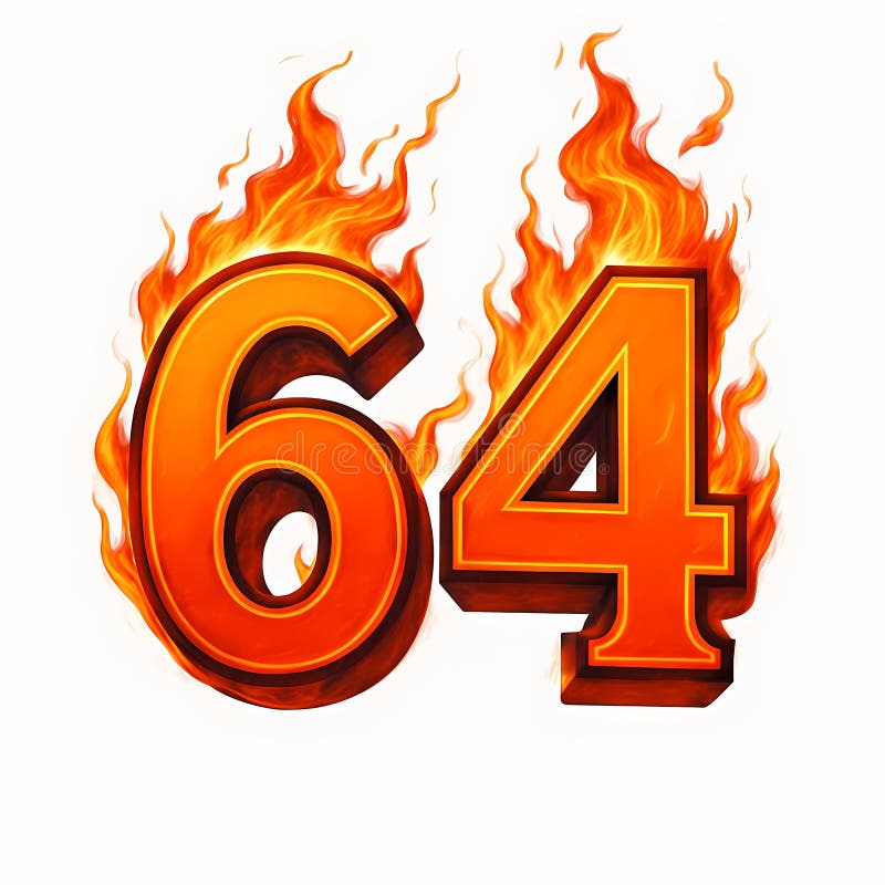 Number 64 in Flames stock illustration. Illustration of intense - 387994847