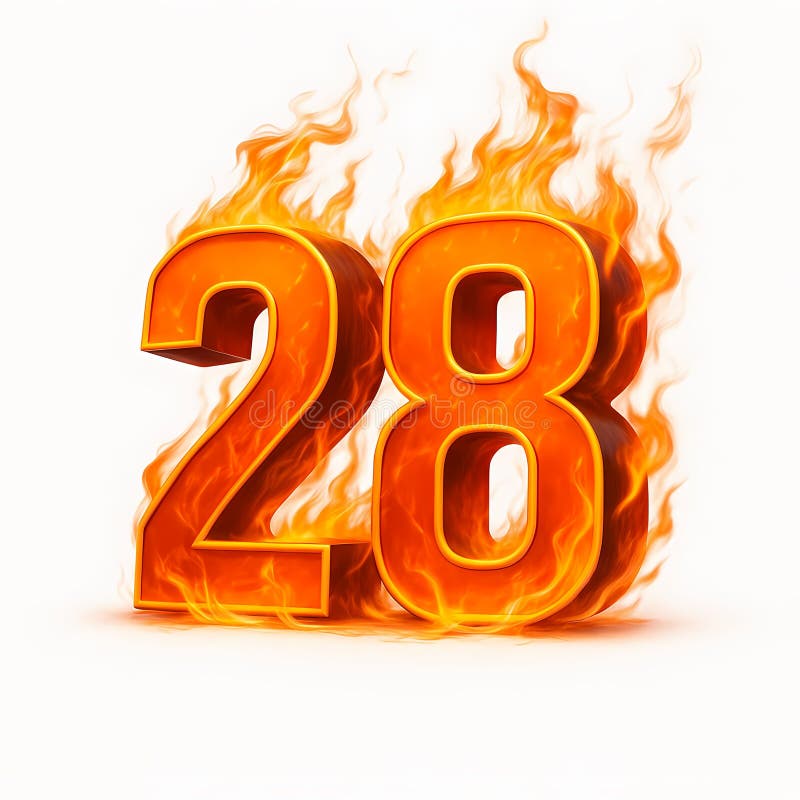 Number 28 in Flames stock illustration. Illustration of inferno - 387993190