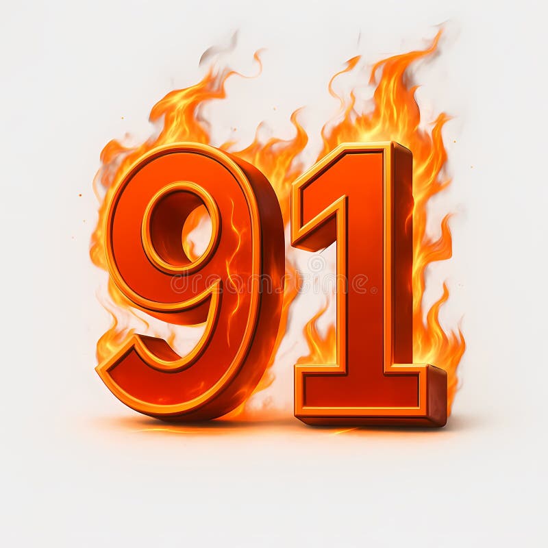 Number 91 in Flames stock illustration. Illustration of design - 387996097