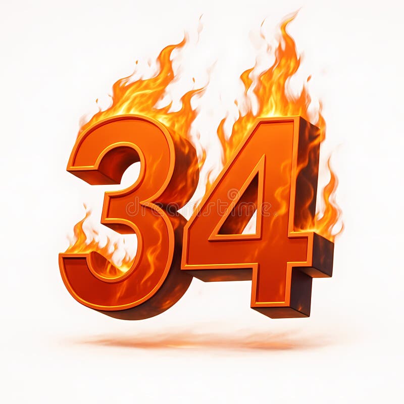 Number 34 in Flames stock illustration. Illustration of rendering ...