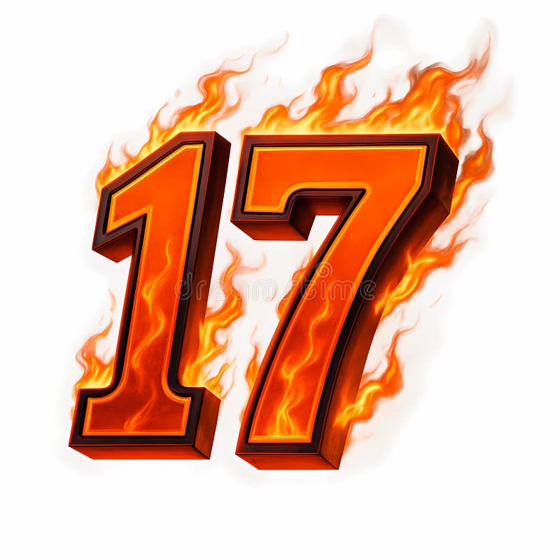 Number 17 in Flames stock illustration. Illustration of graphic - 387992430