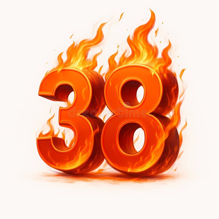 Number 38 with Flames stock illustration. Illustration of warm - 387993665