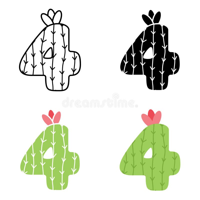 Number 4 in Flat Style Isolated Stock Vector - Illustration of black ...