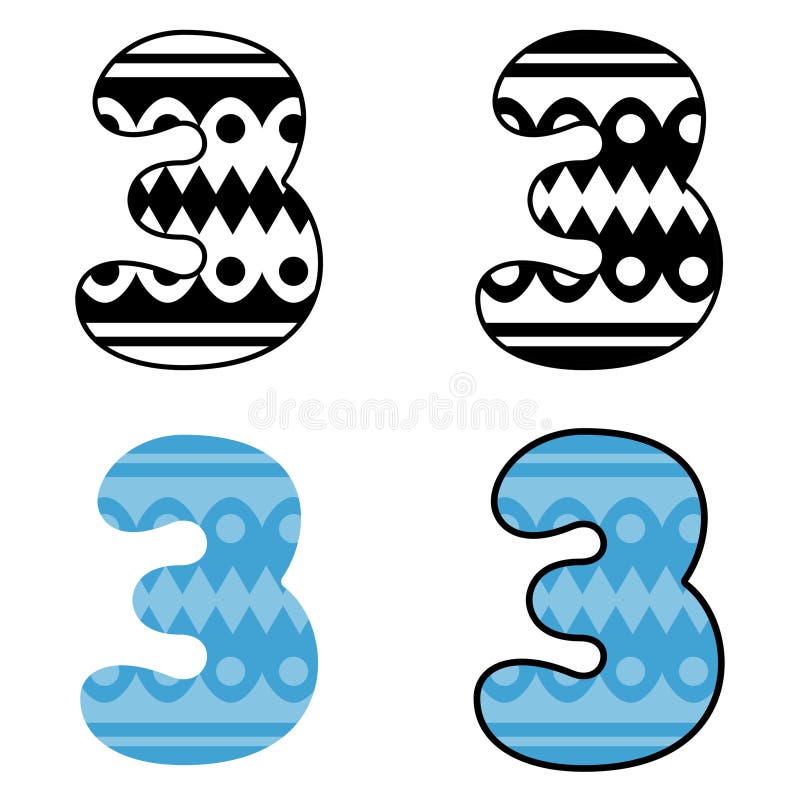 Number 3 in Flat Style Isolated Stock Vector - Illustration of ...