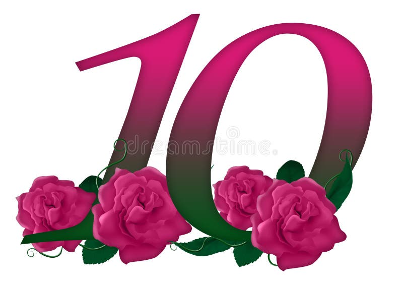 Number 10 floral stock illustration. Illustration of drawing - 79141366