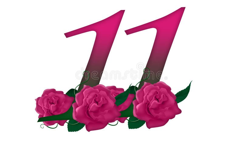 Number 11 floral stock illustration. Illustration of drawing - 79141371