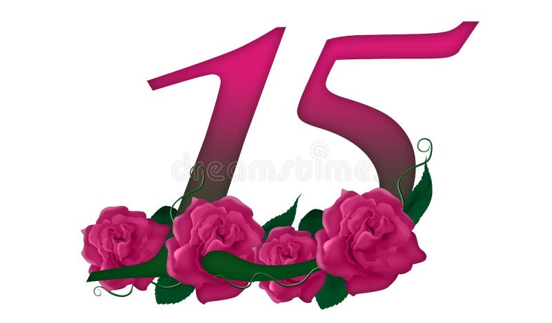 Number 15 floral stock illustration. Illustration of confetti - 79141390