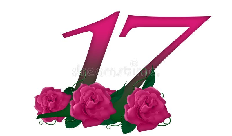 Number 17 floral stock illustration. Illustration of birth - 79141398