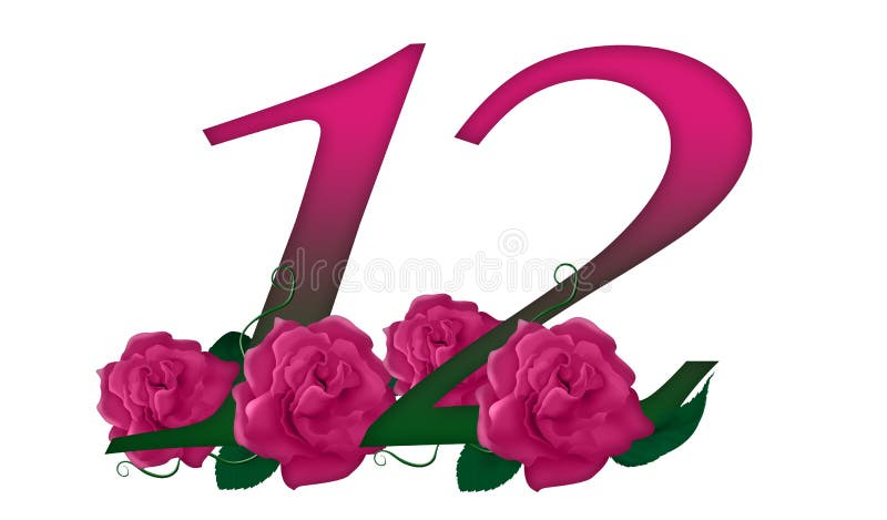 Number 12 floral stock illustration. Illustration of cute - 79141415