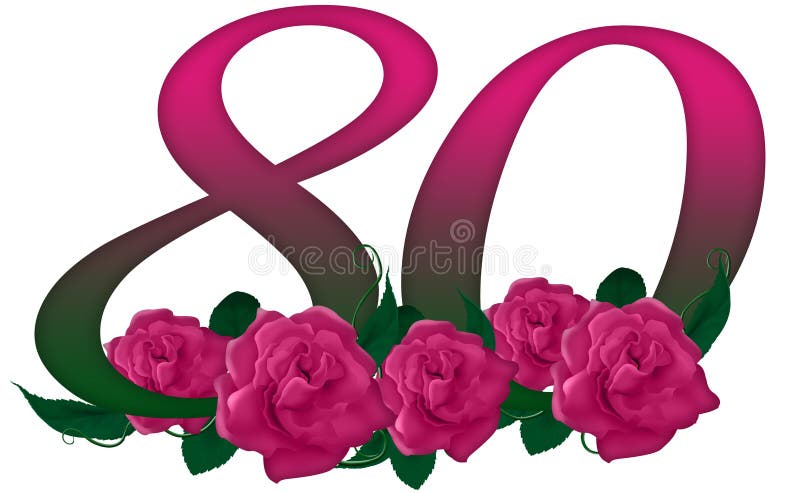 Number 80 floral stock illustration. Illustration of colored - 79141686