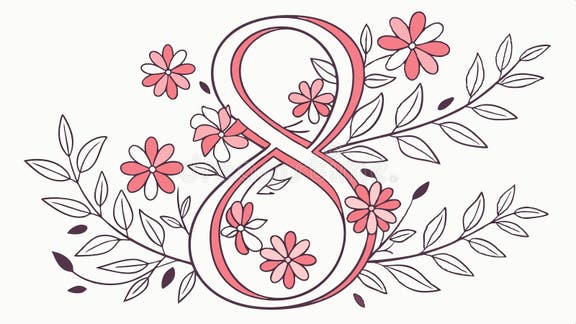 Number 8 Floral Design, Decorative Numeral and Botanical Typography ...