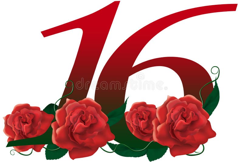 Number 16 flower stock illustration. Illustration of aged - 79141393