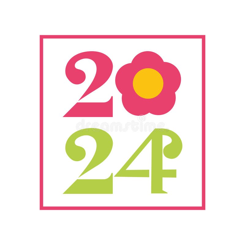 2024 Number and Flower Style Stock Vector - Illustration of decoration ...