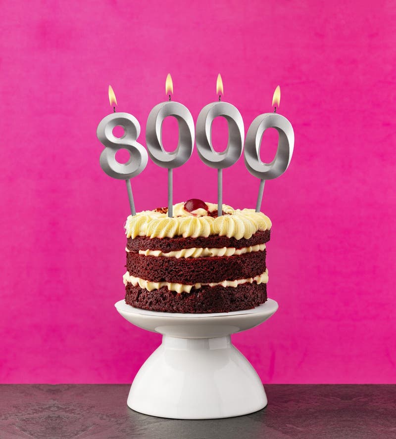 Birthday Cake Number 8000 Candle Followers Likes Stock Photos - Free ...