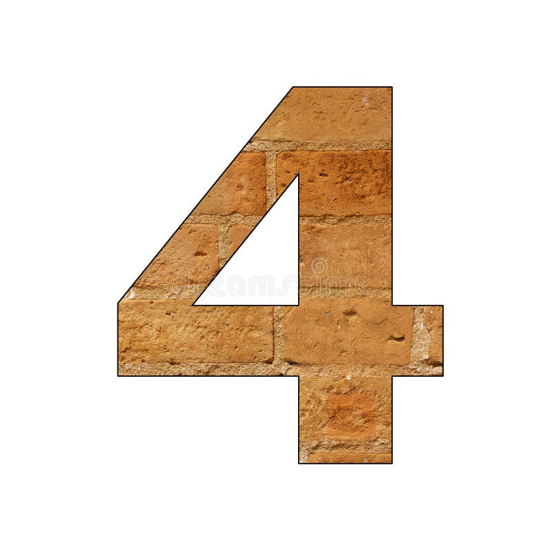 Number 4 - Font on Brick Texture Stock Image - Image of surface ...