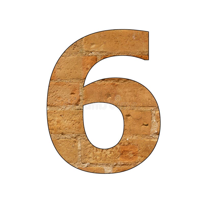 Number 6 - Font on Brick Texture Stock Photo - Image of symbol, retro ...