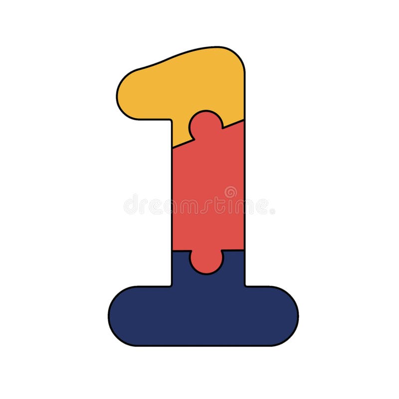 Number Font, Designed Using Jigsaw Puzzle Pattern, Graphic Stock ...