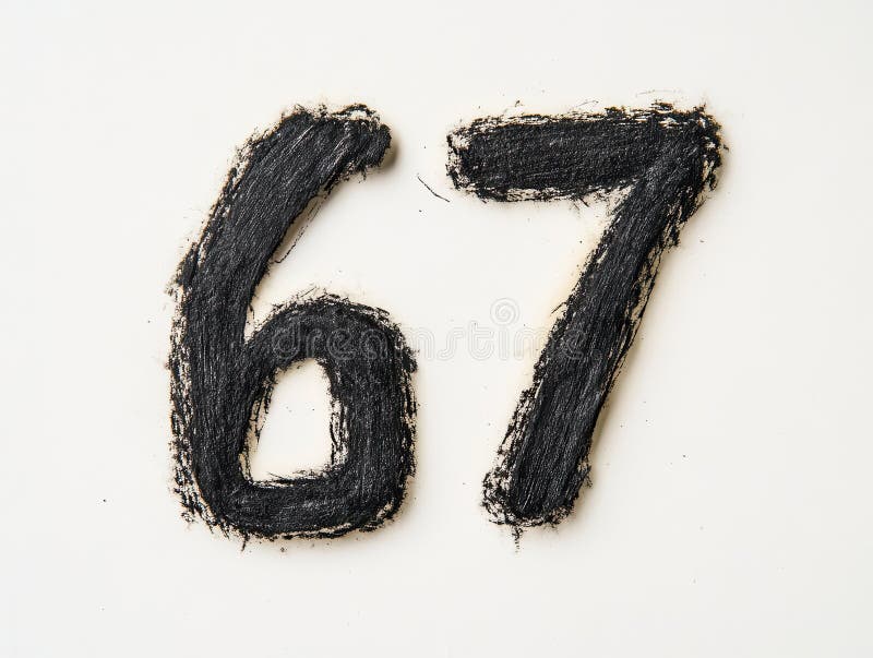 Number 67 Formed with Coarse Black Powder on White Stock Photo - Image ...