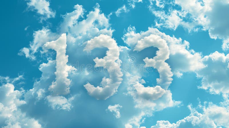 Number 133 Formed by Fluffy White Clouds in Bright Sky Stock Photo ...