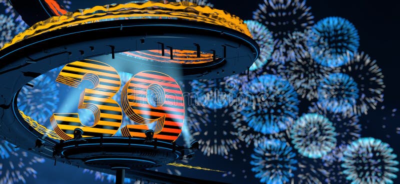 Number 39 Formed by a Yellow Structure on a Round Metal Platform ...