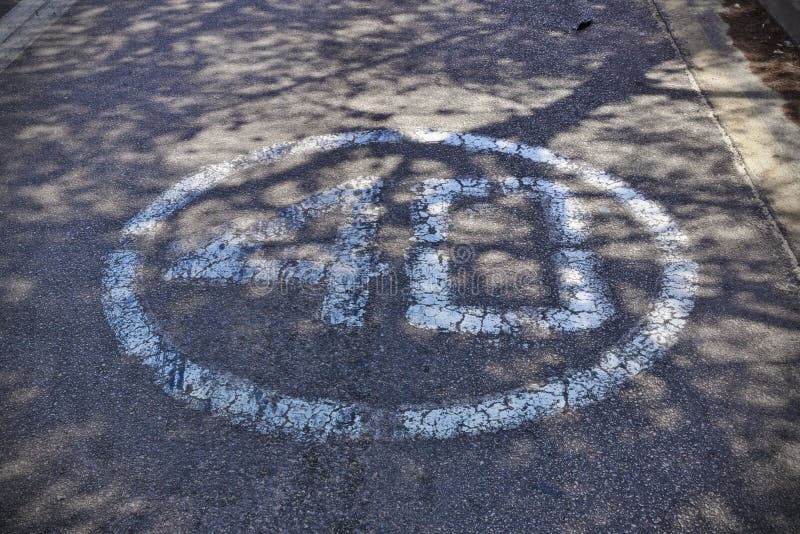 Number Forty in a Circle Painted in White on a the Street Stock Photo ...