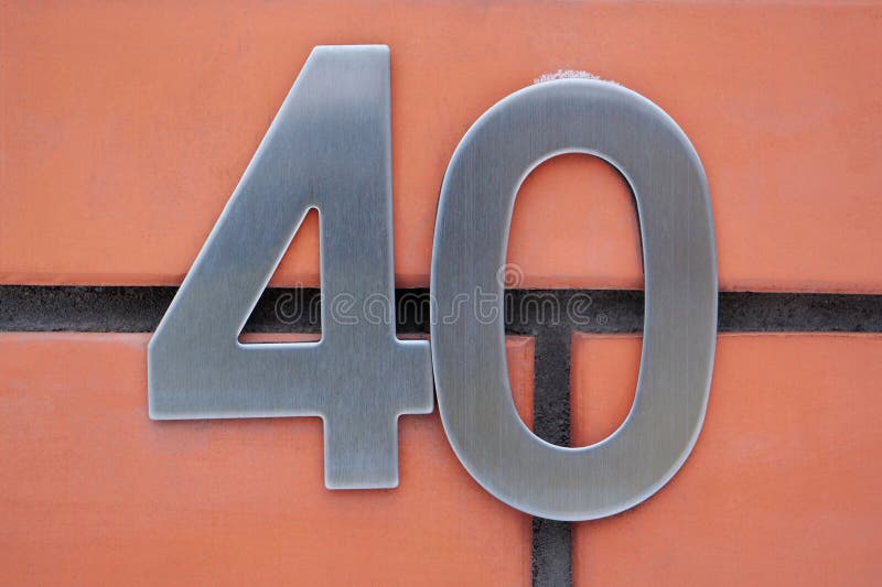 Number Forty Door Plate on Brick Wall. House Number Forty Stock Photo ...