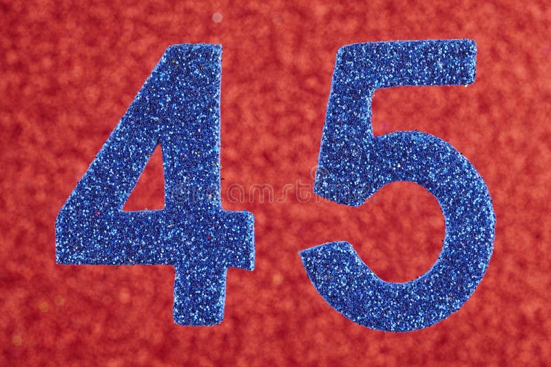 Number Forty-five Blue Color Over a Red Background. Anniversary Stock ...