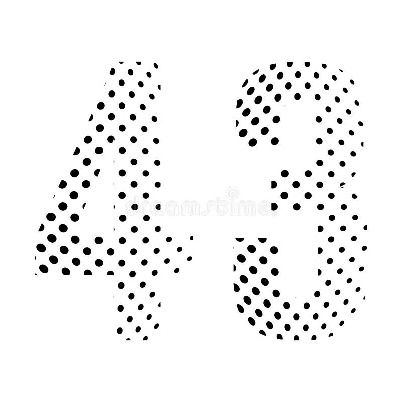 Number Forty-three, 43 in Halftone. Dotted Illustration Isolated on a ...