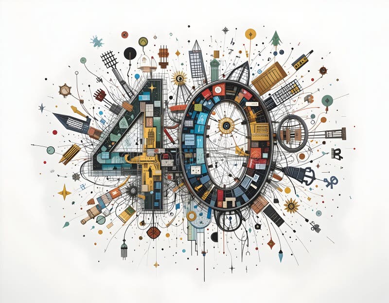Number Forty Whimsical Abstract Geometric Design Illustration Stock ...