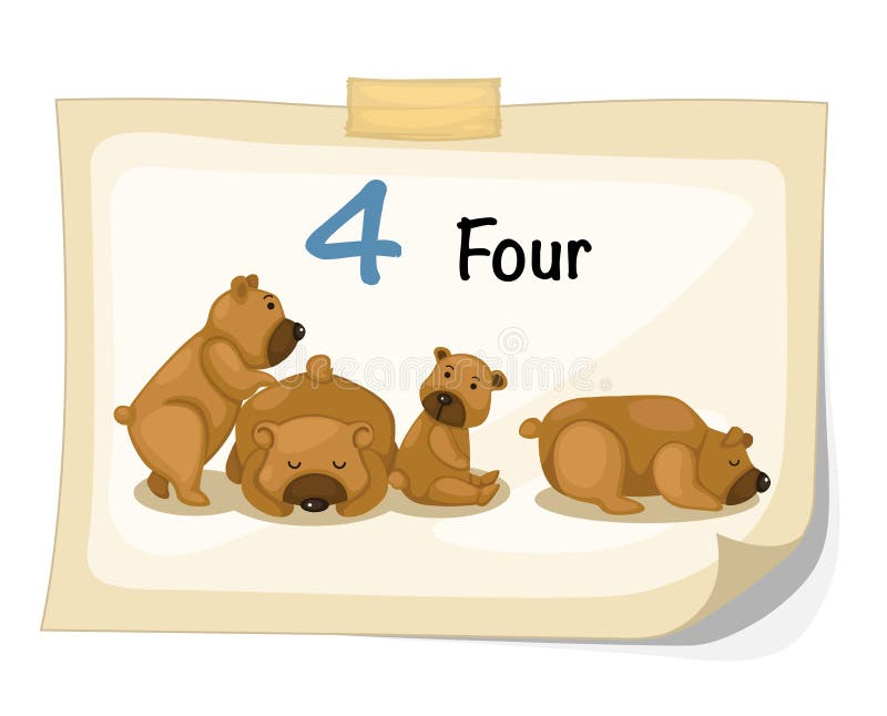Number four bear vector stock vector. Illustration of cartoon - 46266508