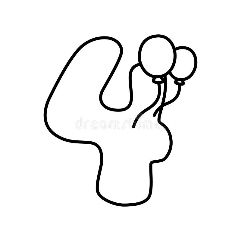 Number Four Cartoon Vector Coloring Page Stock Vector - Illustration of ...