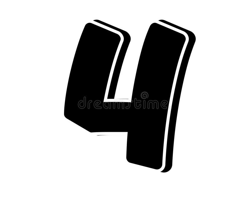 Number 4 Four 3D with Shadow Effects on White Background Stock ...