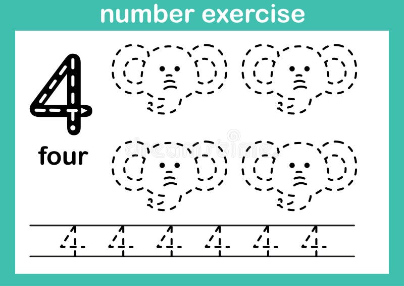 Number four exercise stock vector. Illustration of child - 121398029