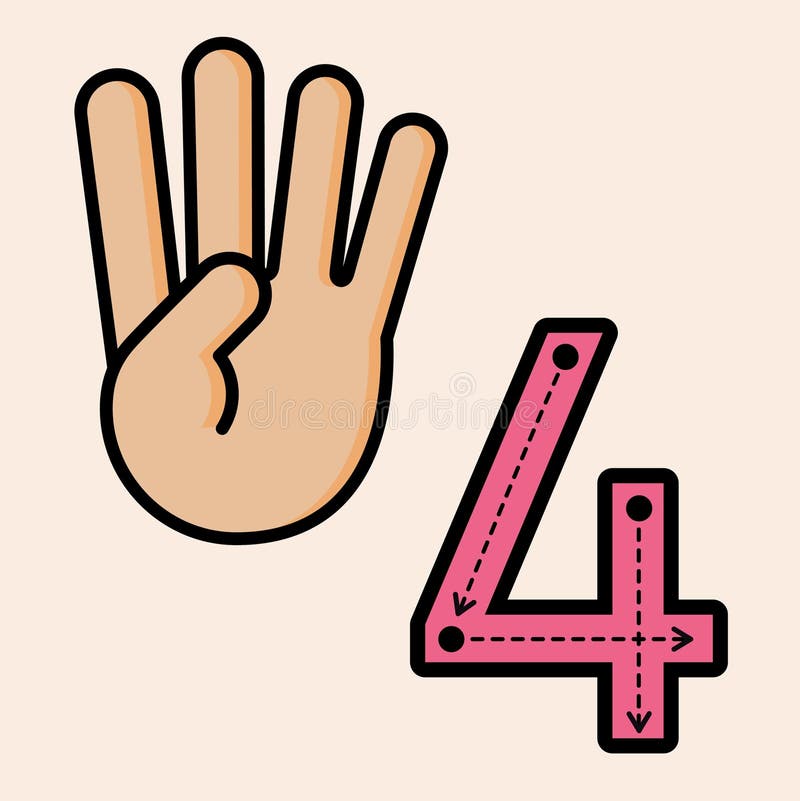 Number 4 - Hand for Kids stock vector. Illustration of design - 352758819