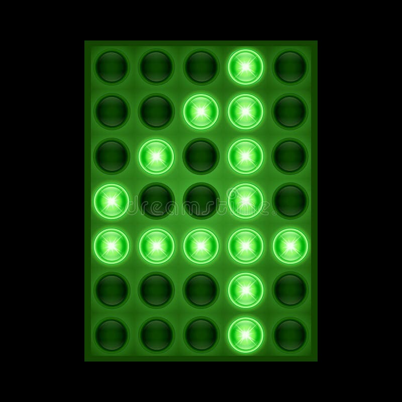 Number Four 4 on Green LED Display. Stock Vector - Illustration of neon ...