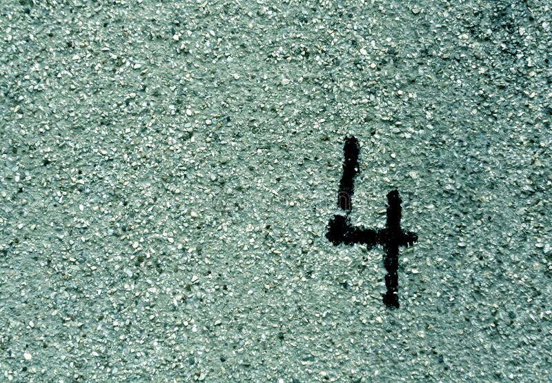 Number Four on Grungy Orange Cement Wall. Stock Photo - Image of ...