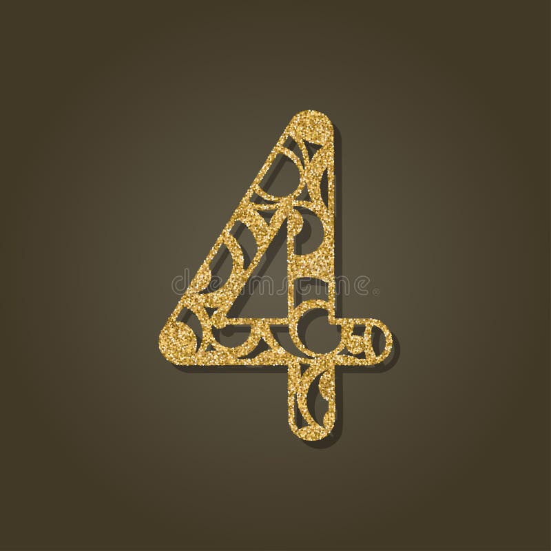 Number Four for Laser Cutting.Round Gold Pattern Stock Vector ...