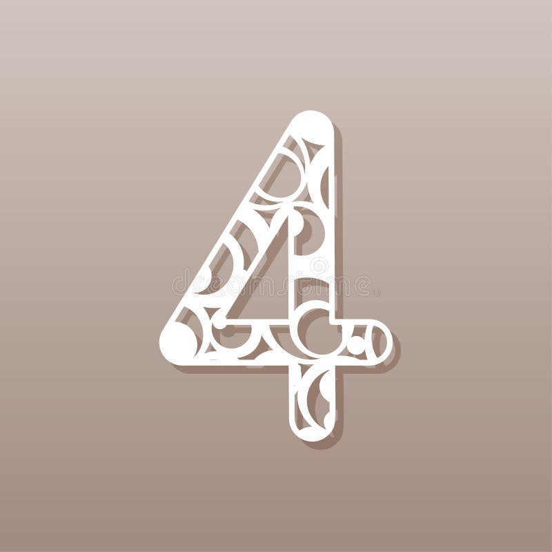 Number Four for Laser Cutting.a Round Pattern Stock Vector ...