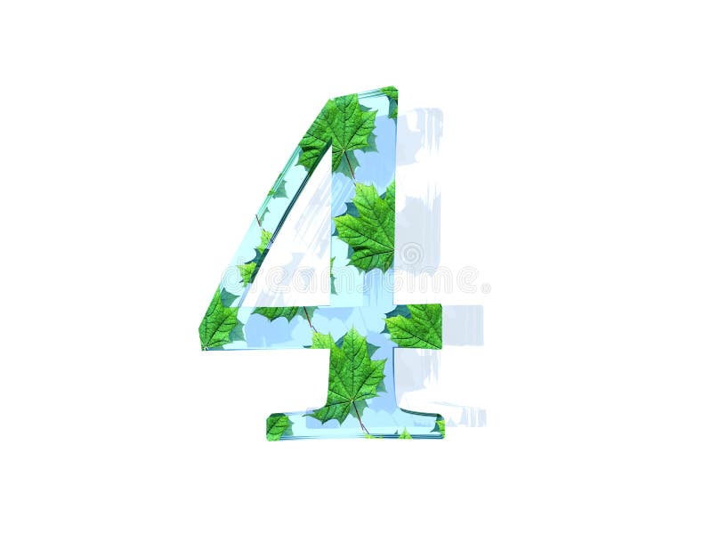 Number four with leaves stock illustration. Illustration of numeral ...