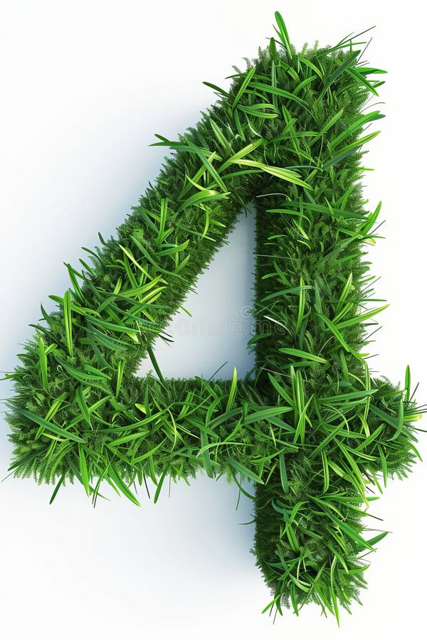 The Number Four or 4 is Made of Grass, 3D Render, with a White Background Stock Illustration ...