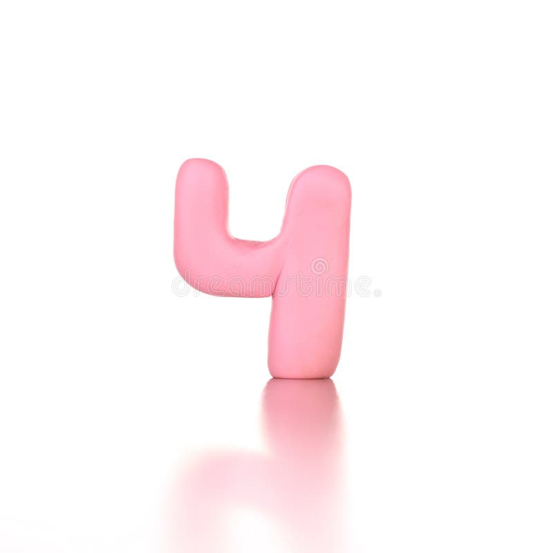 Number Four 4 Made from Plasticine Isolated Pink Stock Photo - Image of ...