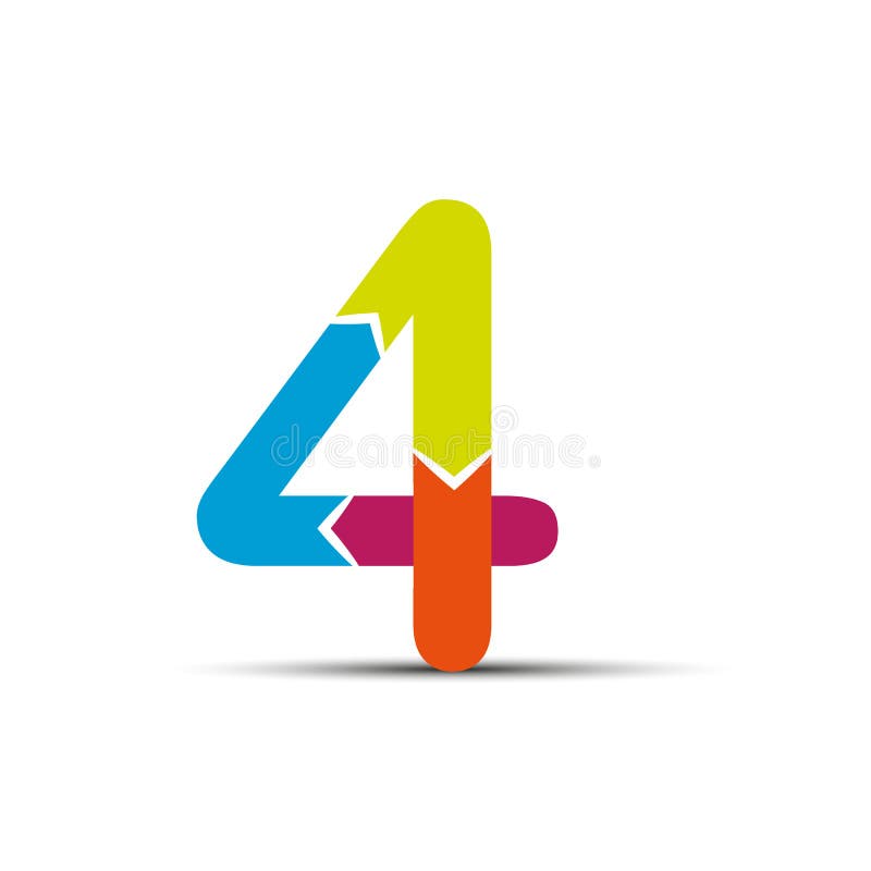 Number Four is Made Up of Four Colored Arrows. Stock Illustration ...