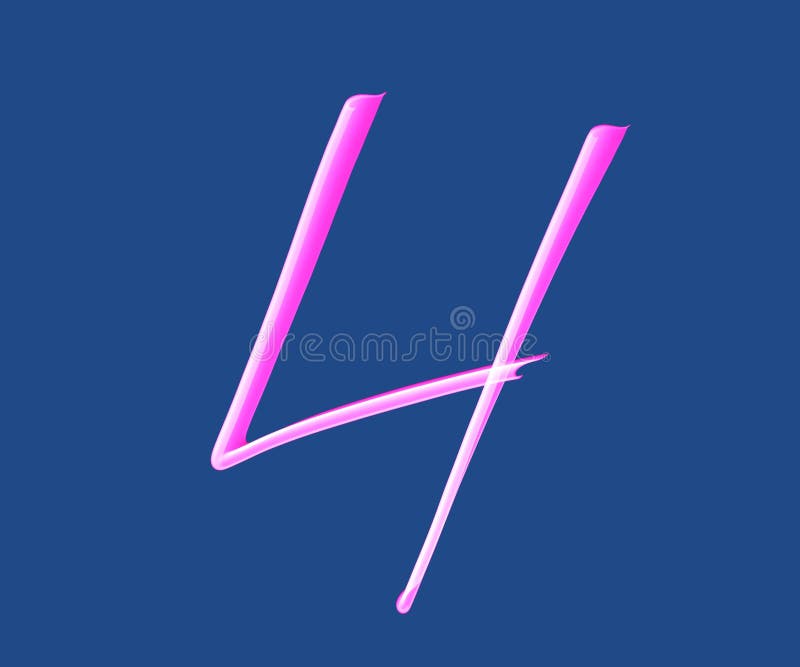 Number Four. Modern Icon on Blue Background. Modern Font. Illustration ...