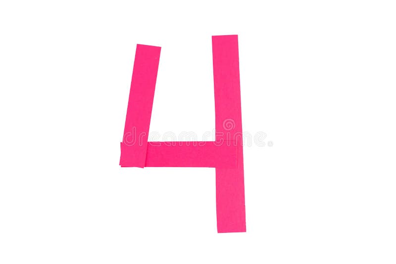 Number 4 Four from Parts of Red Paper Stock Image - Image of english ...